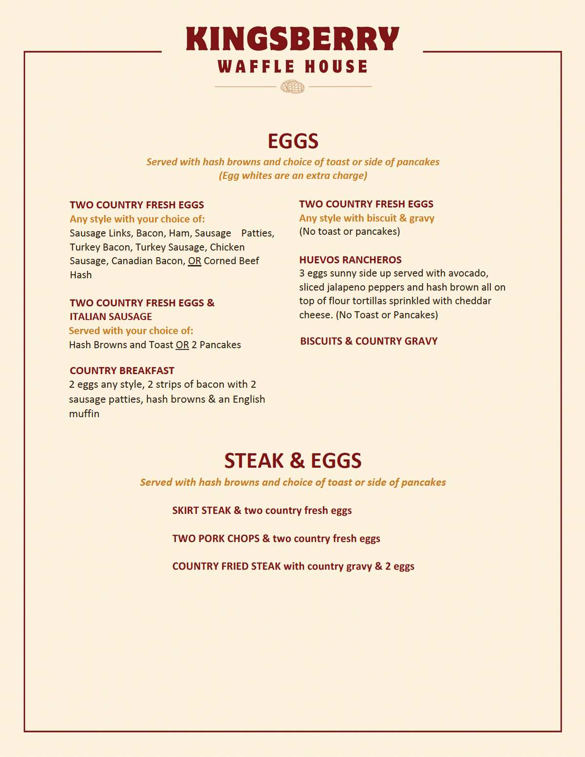 Menu – Kingsberry Waffle House