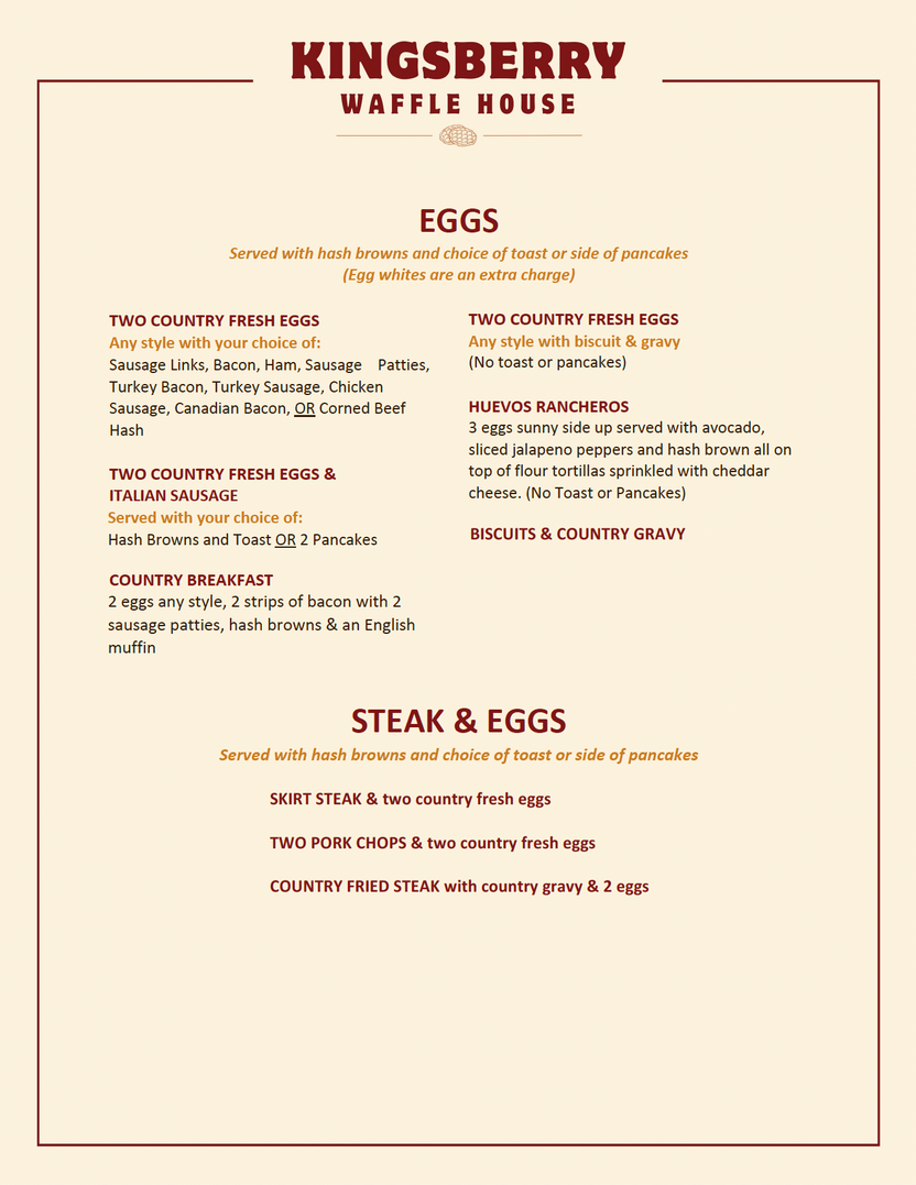 Menu – Kingsberry Waffle House