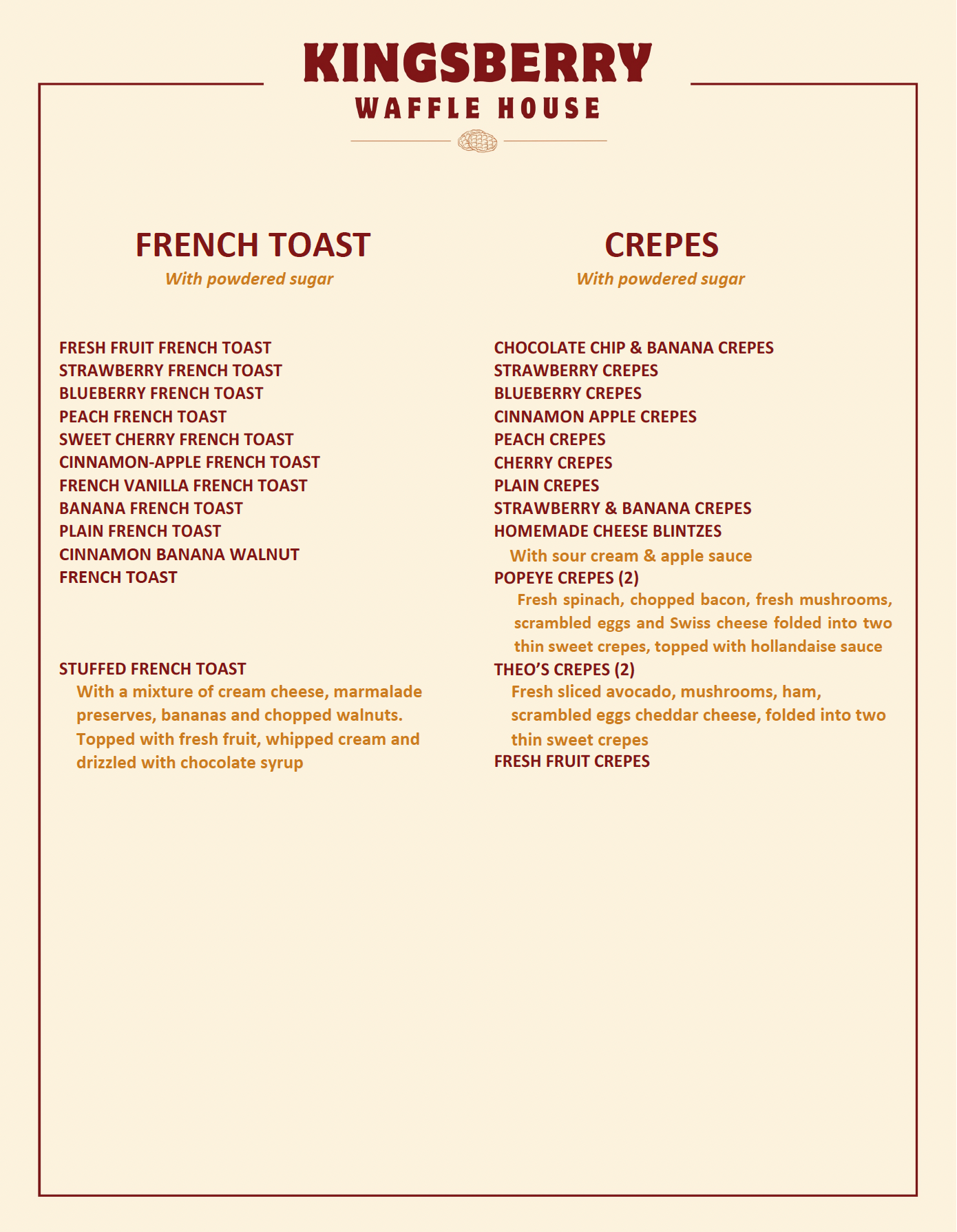 Menu – Kingsberry Waffle House